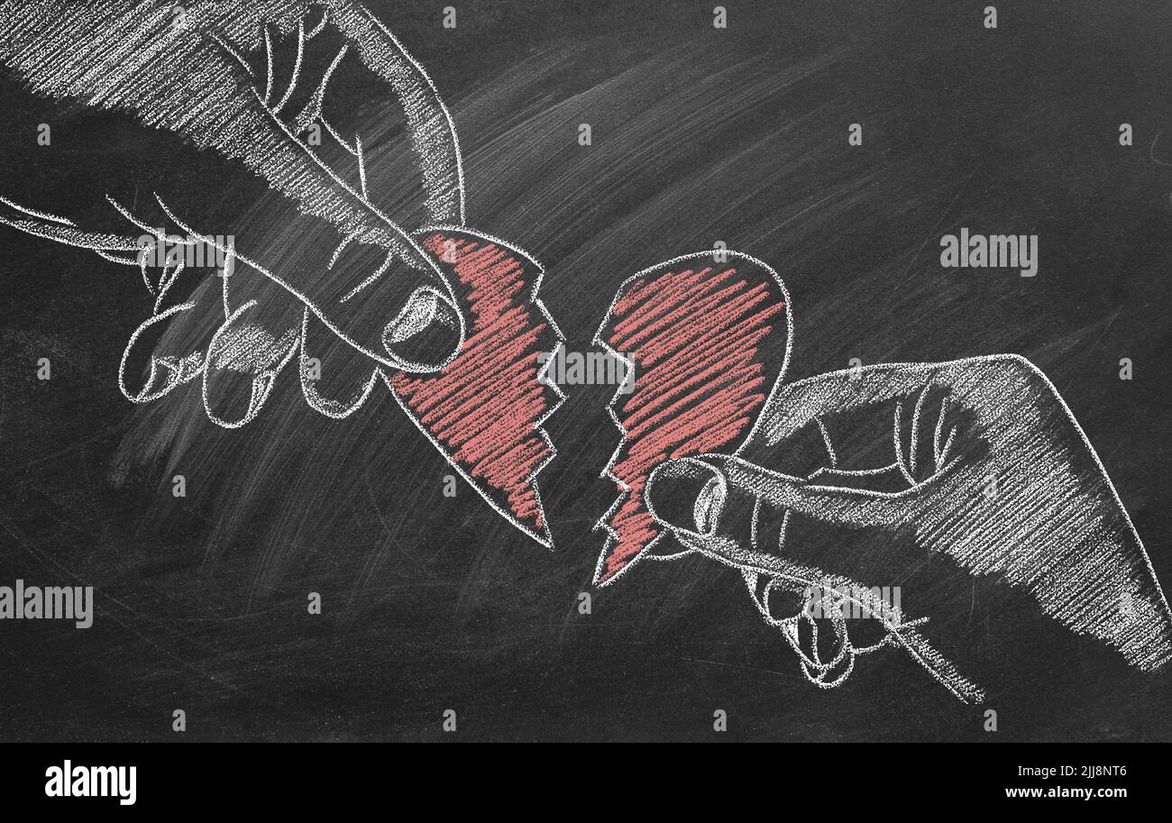 Hand Holding Broken Heart Drawing