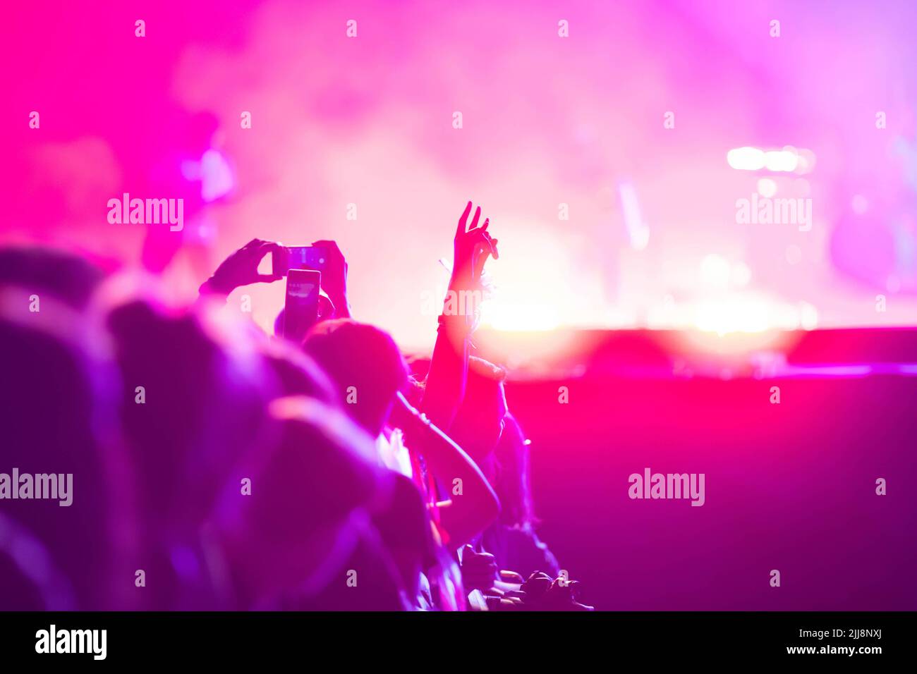crowd partying stage lights live concert summer music festival Stock ...
