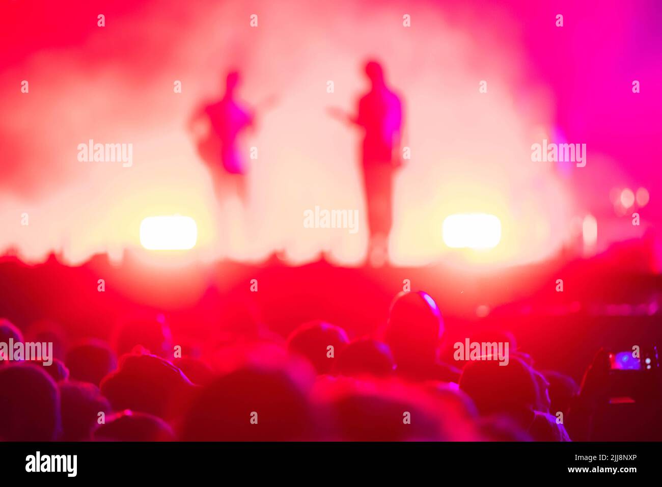 crowd partying stage lights live concert summer music festival Stock ...