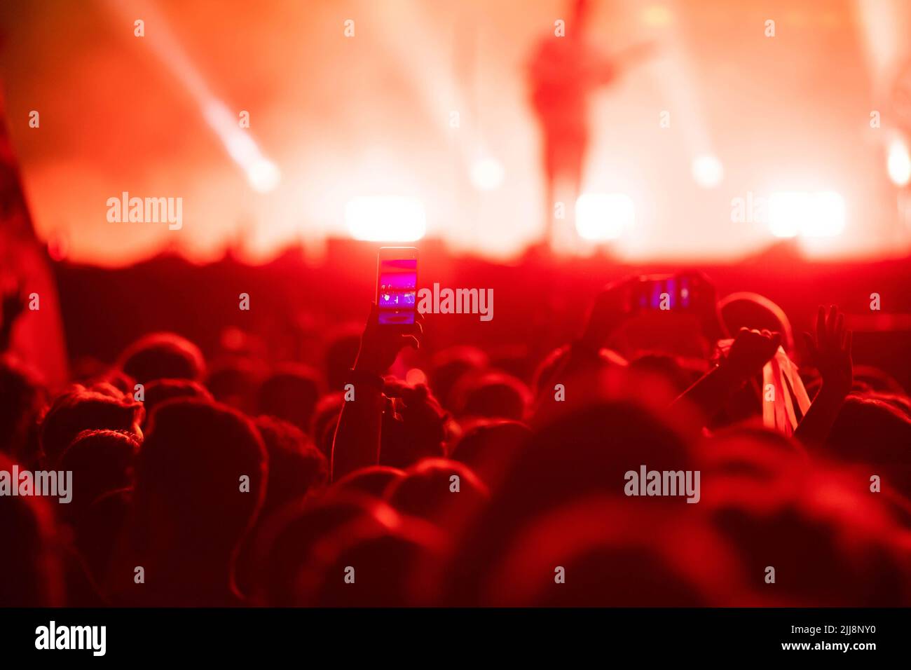 crowd partying stage lights live concert summer music festival Stock ...