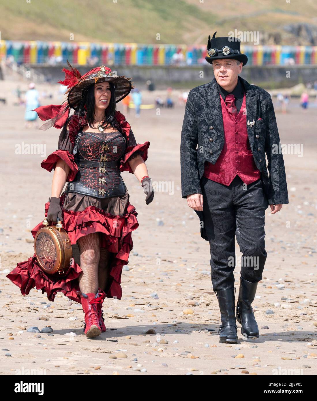 Karen and John Austin attend the Whitby Steampunk Weekend, in Whitby ...