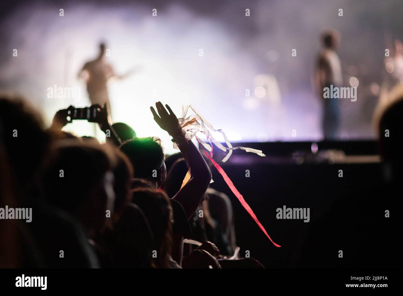 crowd partying stage lights live concert summer music festival Stock ...