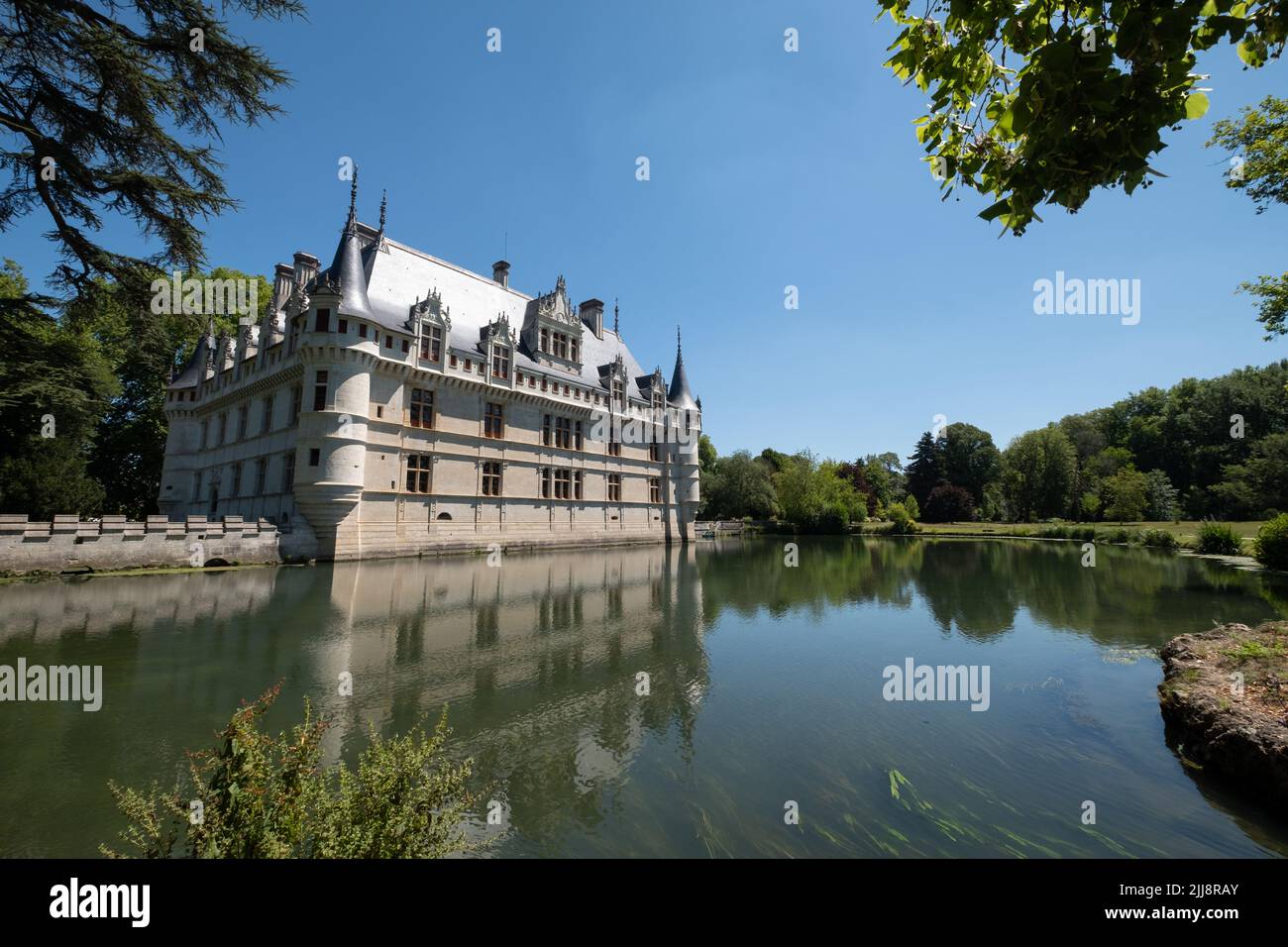 Chateau Azay Le Rideau in the Loire Valley, built on an island in the ...