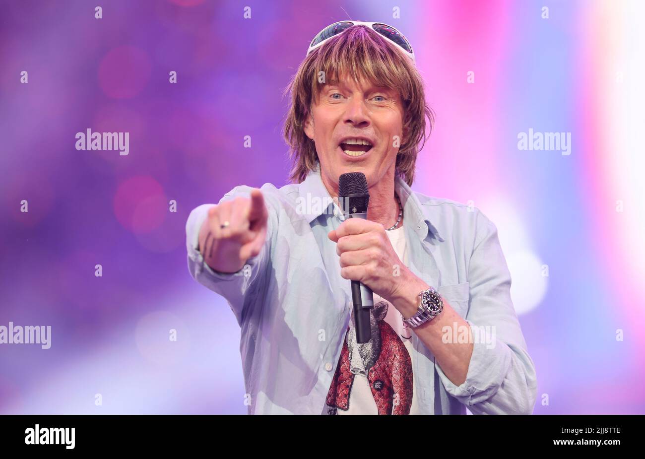 Leipzig, Germany. 23rd July, 2022. Pop singer Mickie Krause is on stage ...