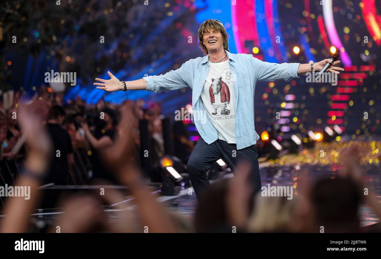 Leipzig, Germany. 23rd July, 2022. Pop singer Mickie Krause is on stage ...