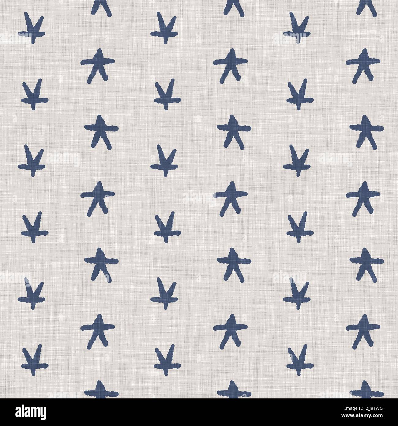 French blue star motif seamless pattern. Tonal country cottage style ...