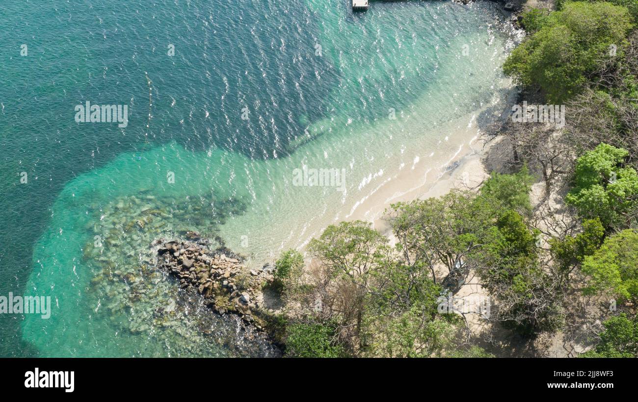 An aerial view of trees on a rocky Caribbean seashore Stock Photo - Alamy