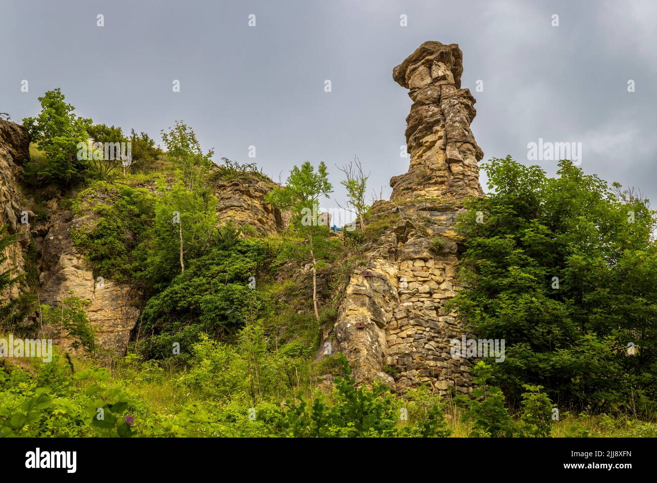 The Devil's Chimney on Leckhampton Hill from below the quarry ...