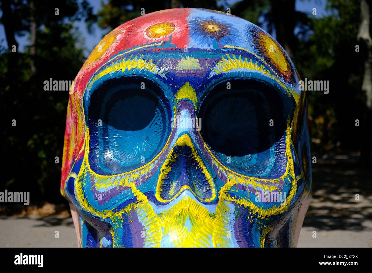 View of a skull decorated by the artist Bosco during the first edition ...