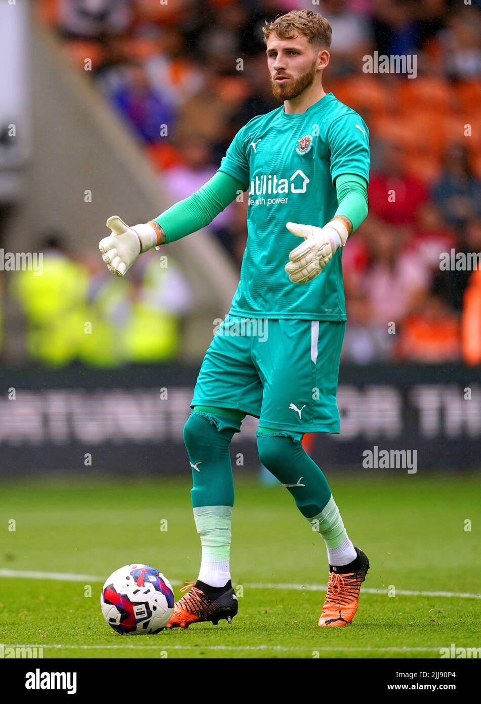 Blackpool goalkeeper Daniel Grimshaw during a pre-season friendly match ...