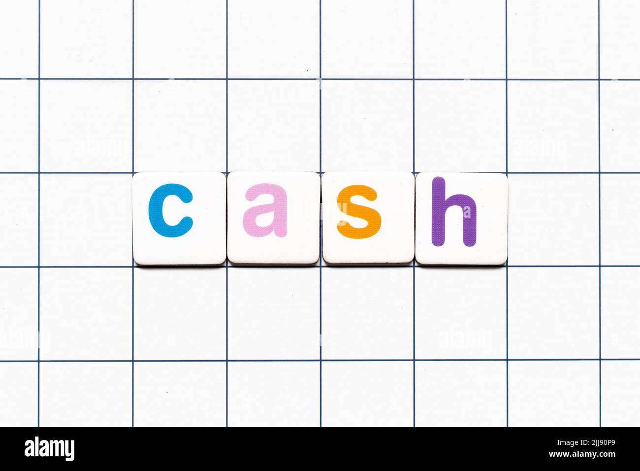 Colorful tile letter in word cash on white grid background Stock Photo ...