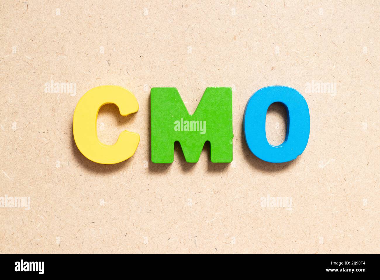 Color alphabet letter in word CMO (Abbreviation of Chief Marketing ...