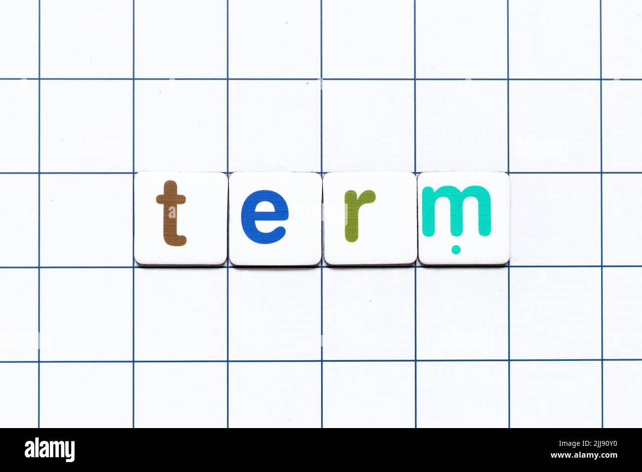 Colorful tile letter in word term on white grid background Stock Photo ...