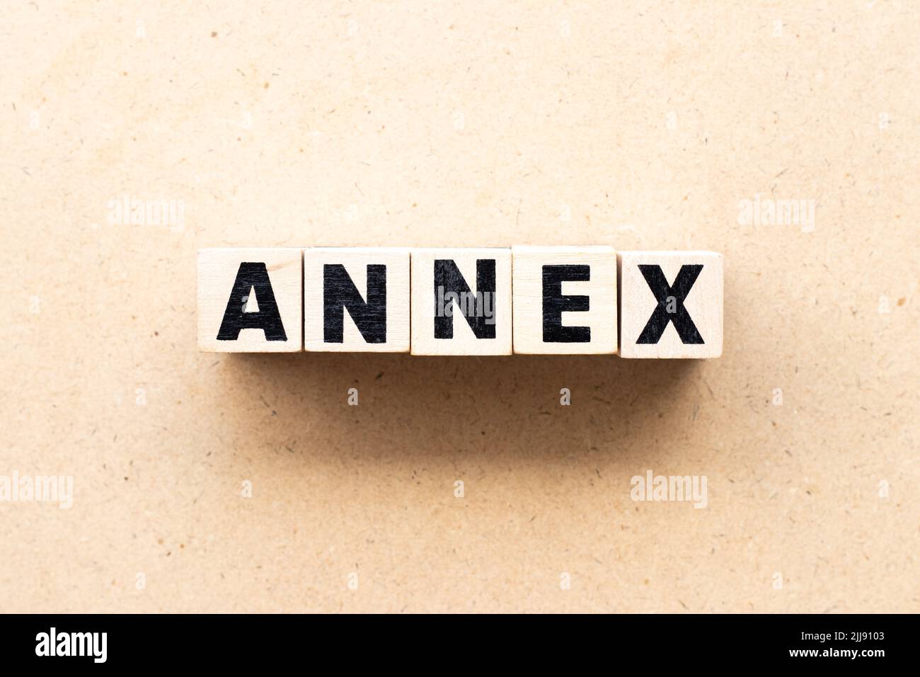 Letter block in word annex on wood background Stock Photo - Alamy