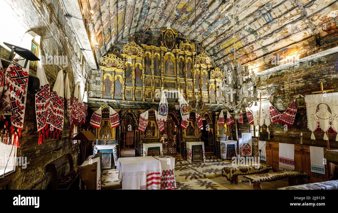The wooden church of Surdesti in Maramures Romania Stock Photo - Alamy