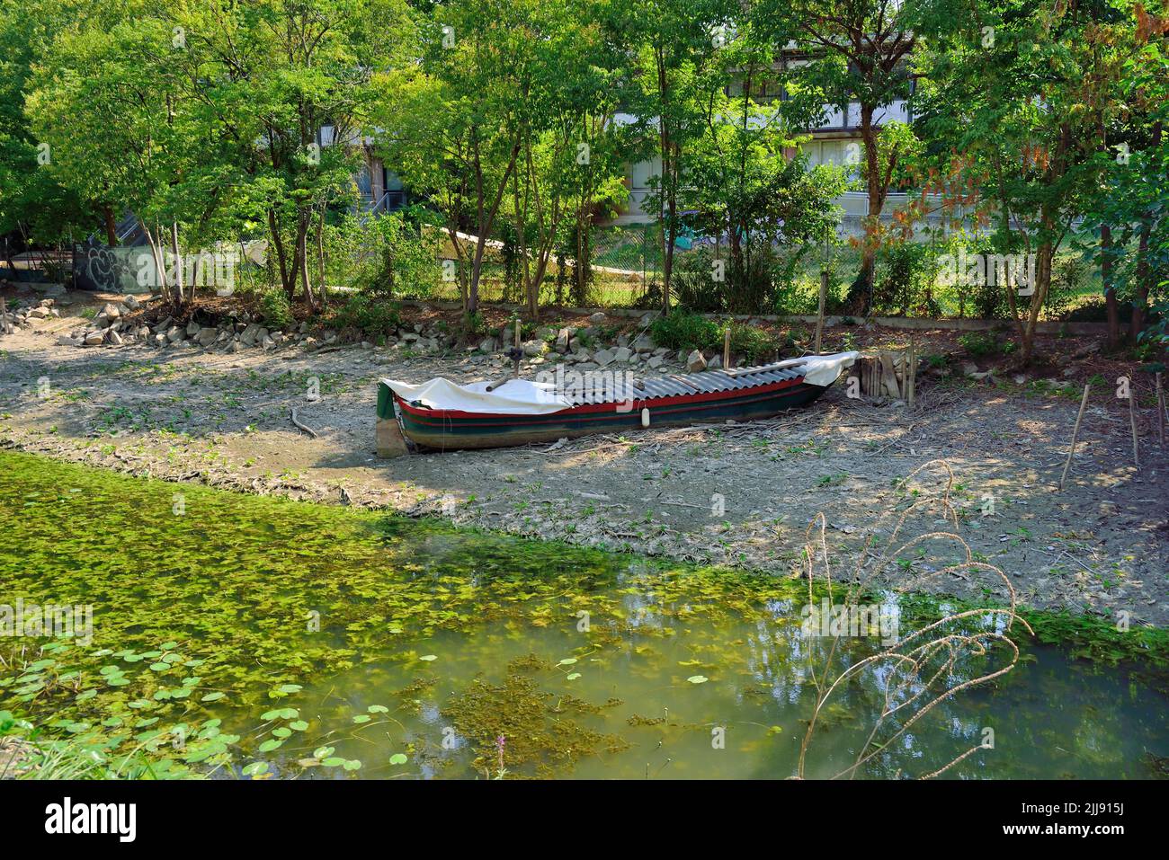 Padua, Veneto, Italy. The master branch of the Bacchiglione river in ...