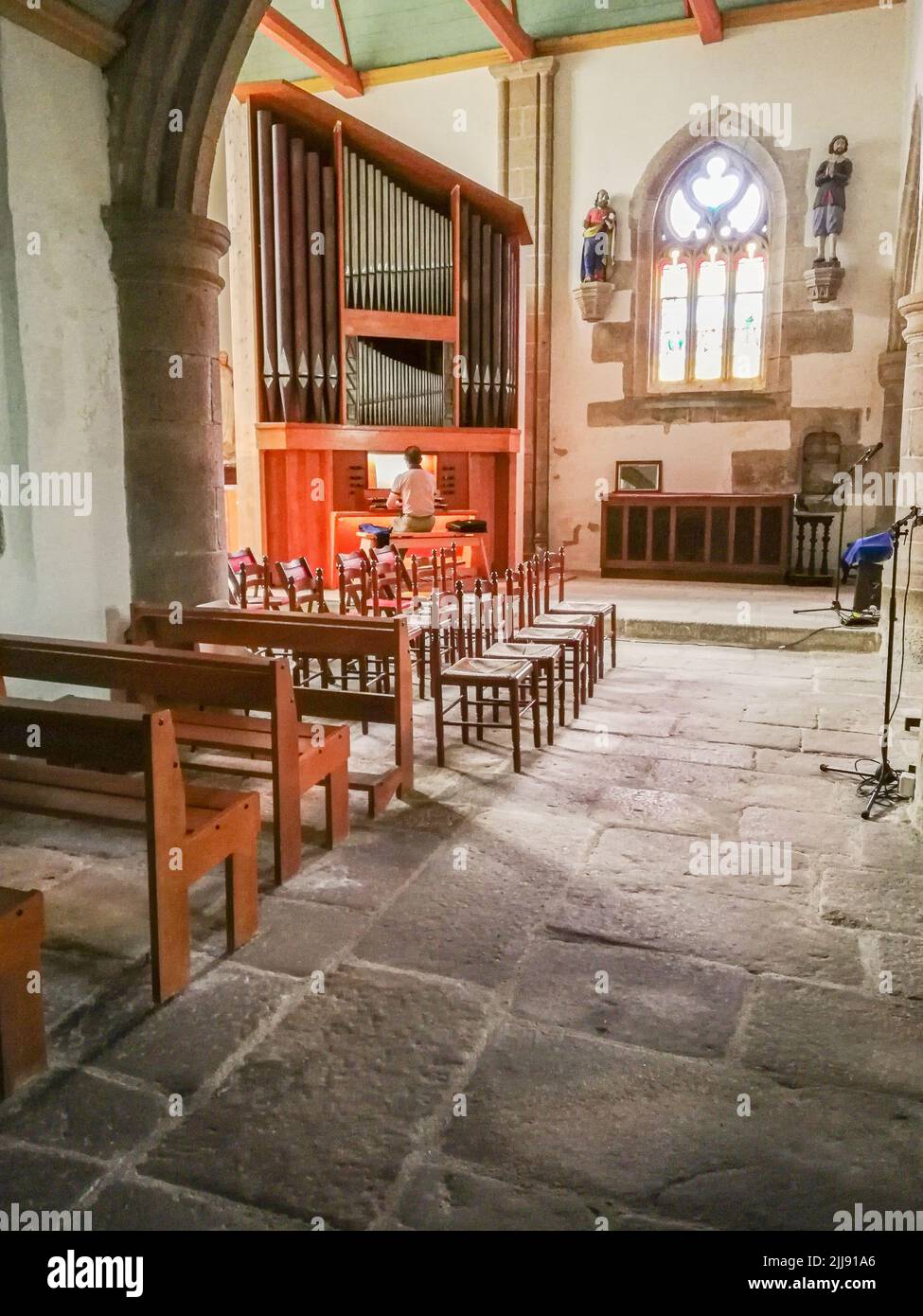 Ploumilliau (Plouilio), France. Organ inside the Eglise Saint-Milliau ...