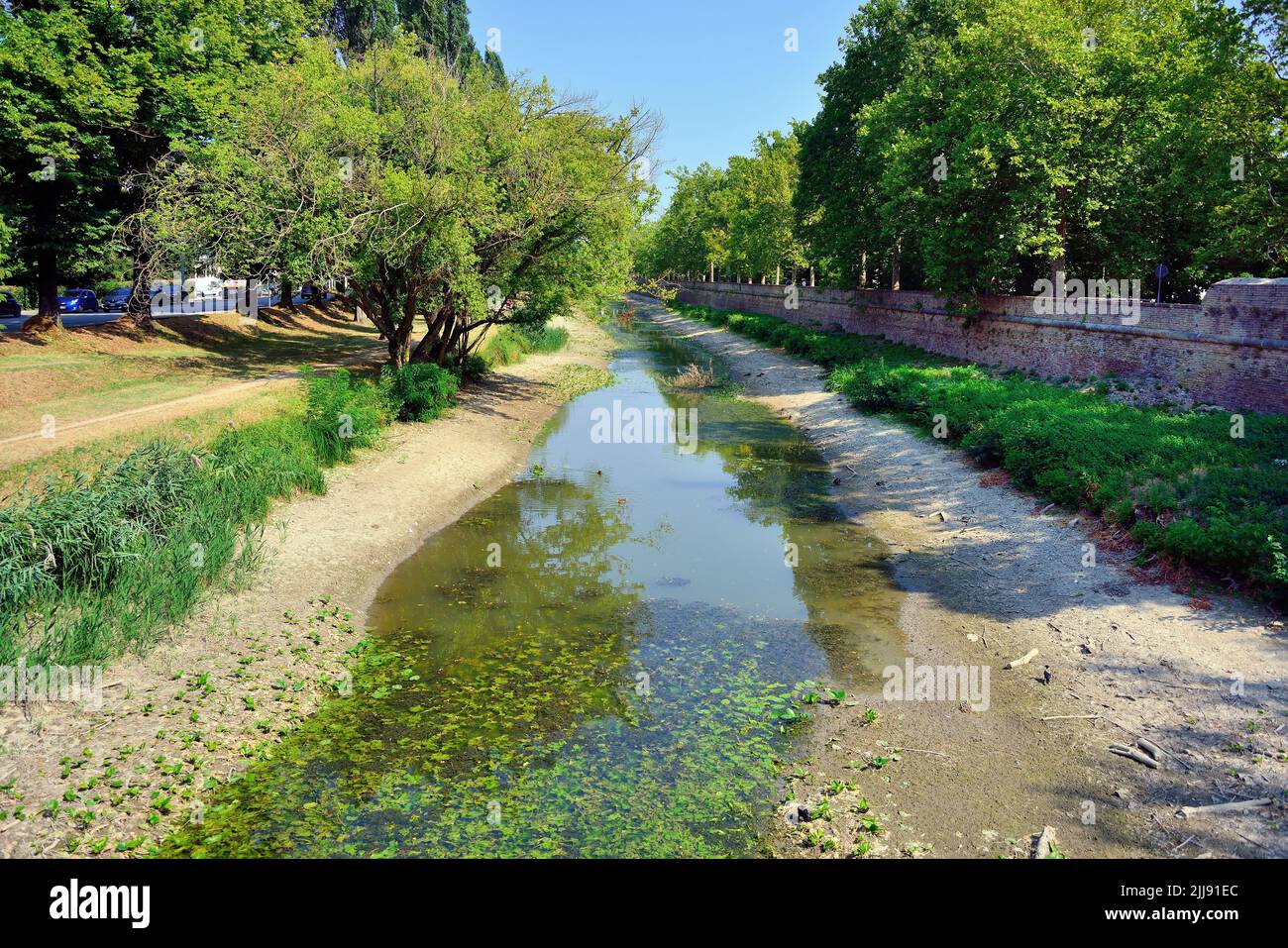 Padua, Veneto, Italy. The master branch of the Bacchiglione river in ...