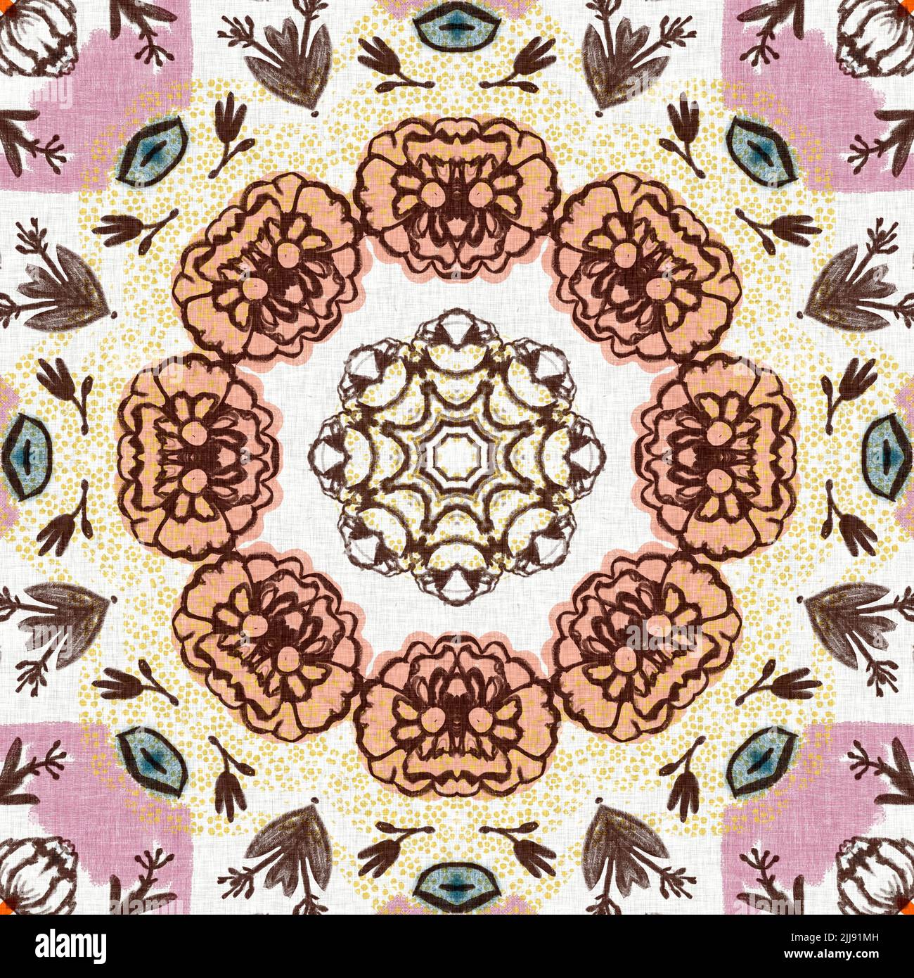 Retro fifties floral french printed fabric pattern for shabby chic home ...