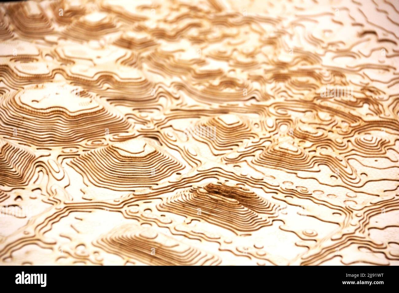 Topographic relief model made by layers, close-up Stock Photo - Alamy