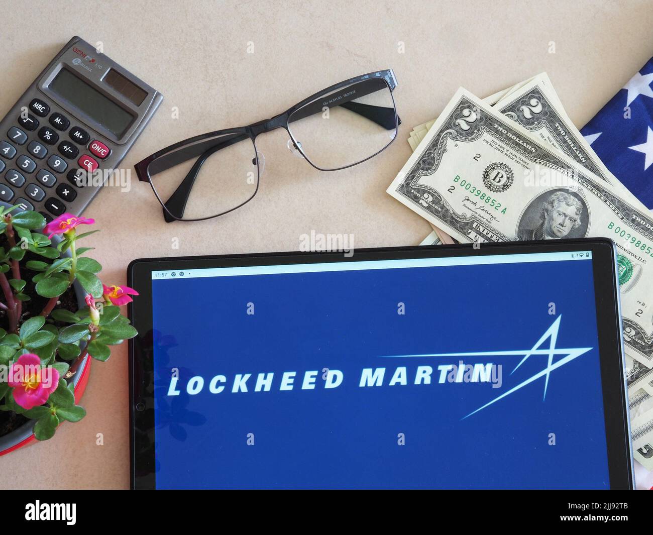 In this photo illustration, Lockheed Martin Corporation logo seen ...