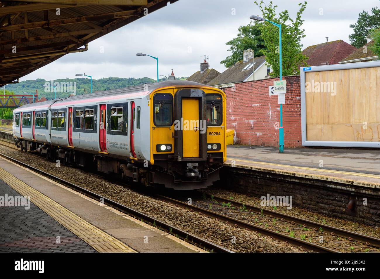 24.07.22 - A Transport For Wales train at Caerphilly railway station ...