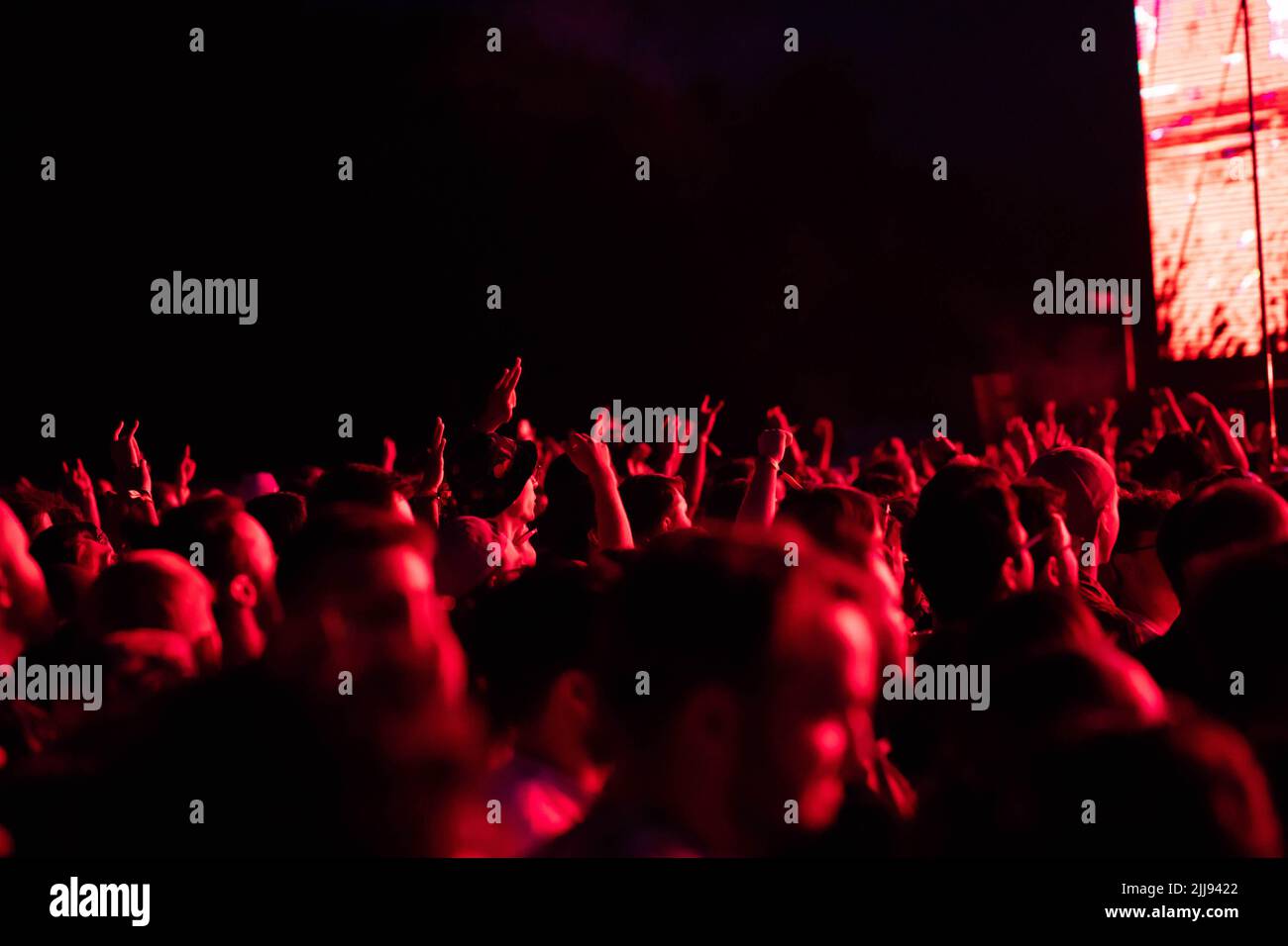 crowd partying stage lights live concert summer music festival Stock ...