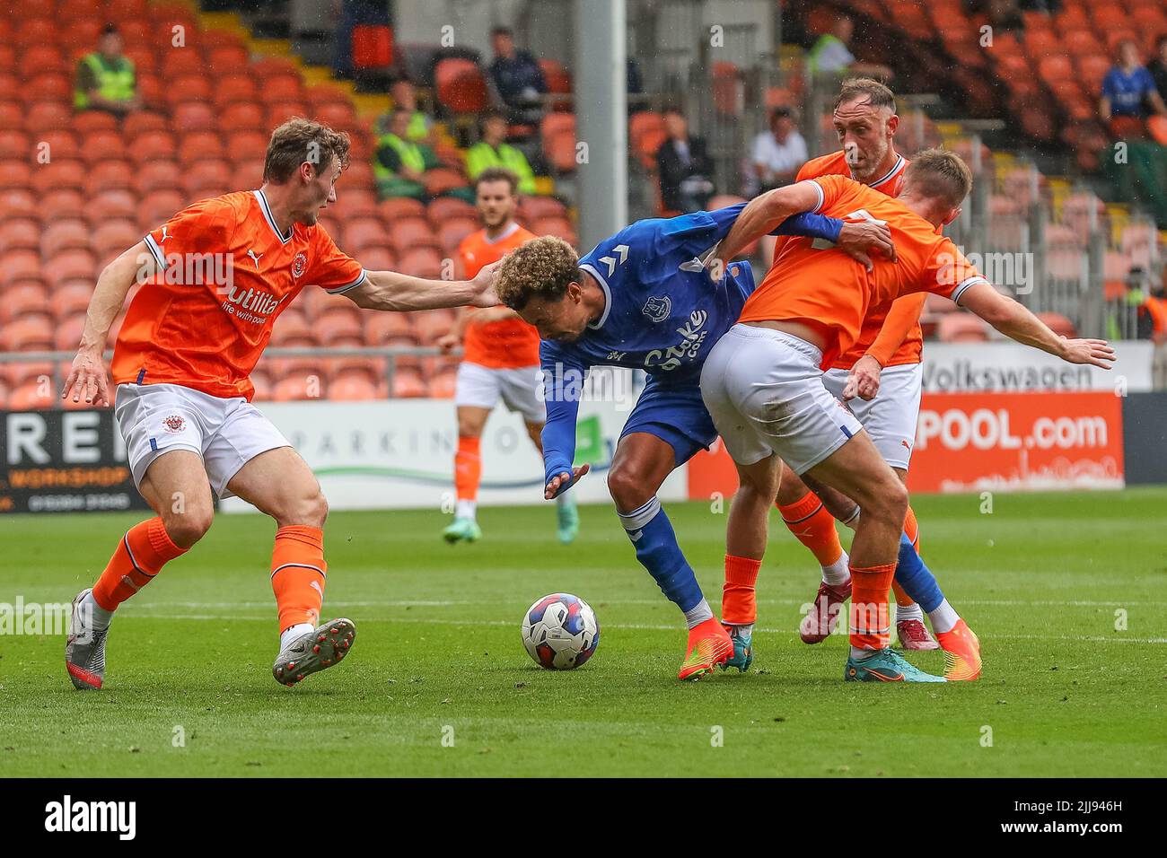 Callum Connolly #2 of Blackpool tackles Dele Alli #36 of Everton Stock ...