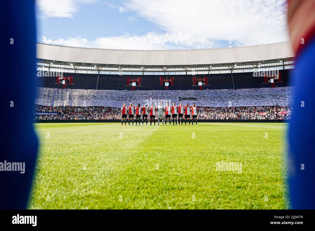 Rotterdam, Netherlands. 24 July 2022, Rotterdam - A banner as tribute ...