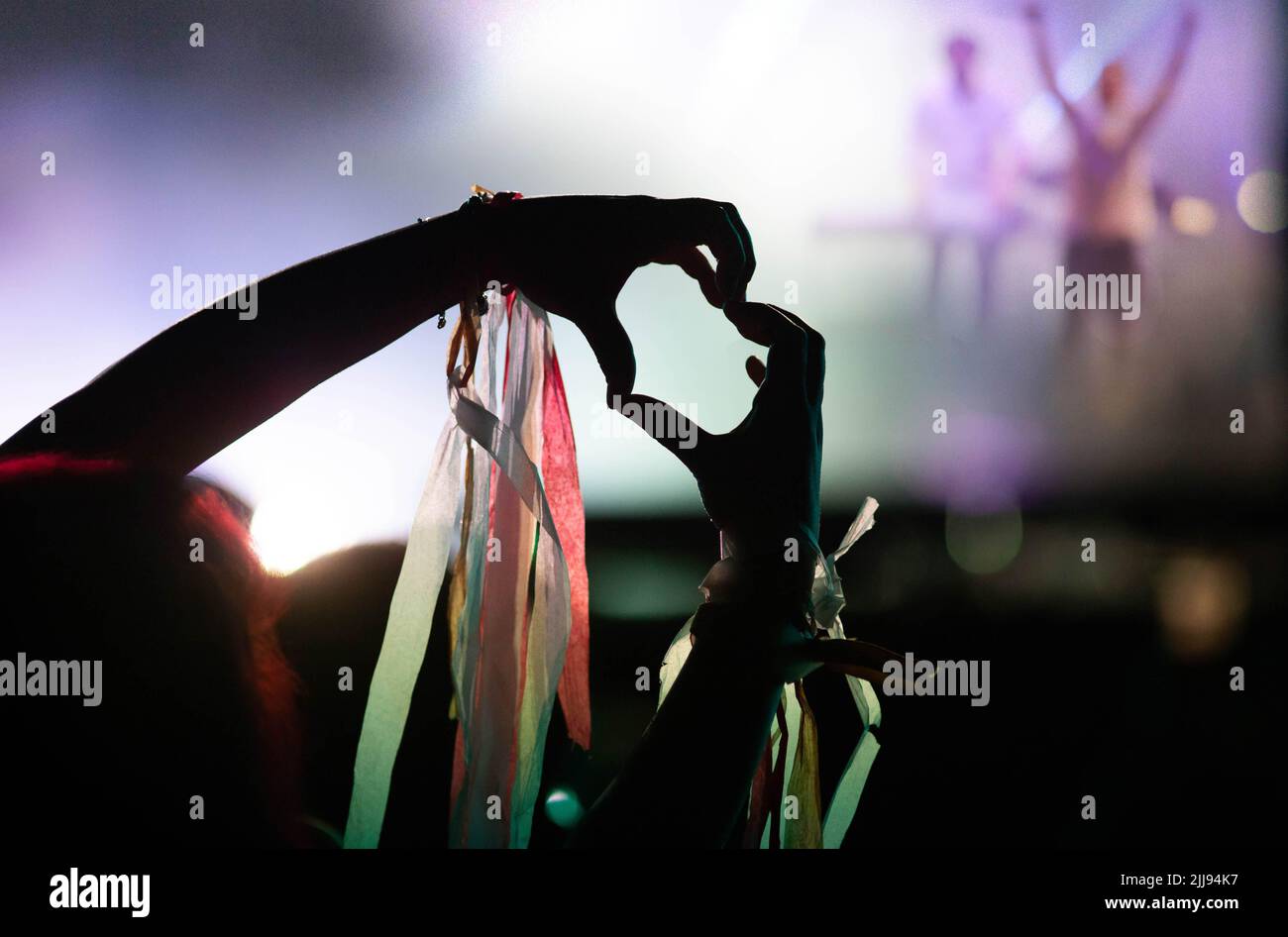 crowd partying stage lights live concert summer music festival Stock ...
