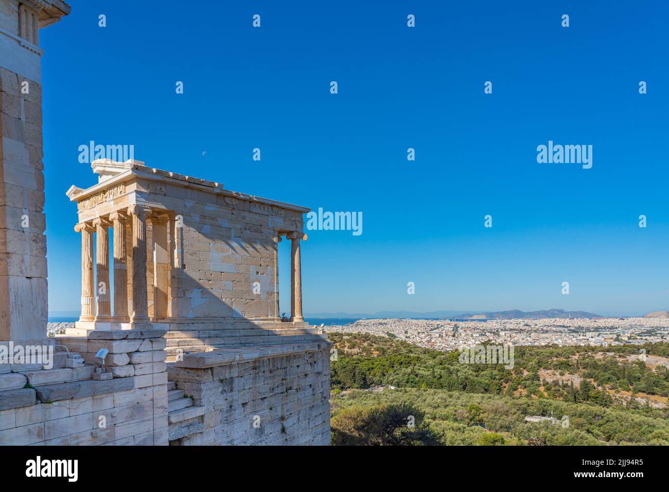 Temple of Athena Nike Propylaea Ancient Entrance Gateway Ruins Acropolis in Athens, Greece. Nike ...