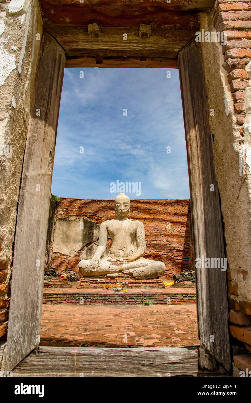The Buddha statue in Wat Worachettharam, which means "temple of sublime ...