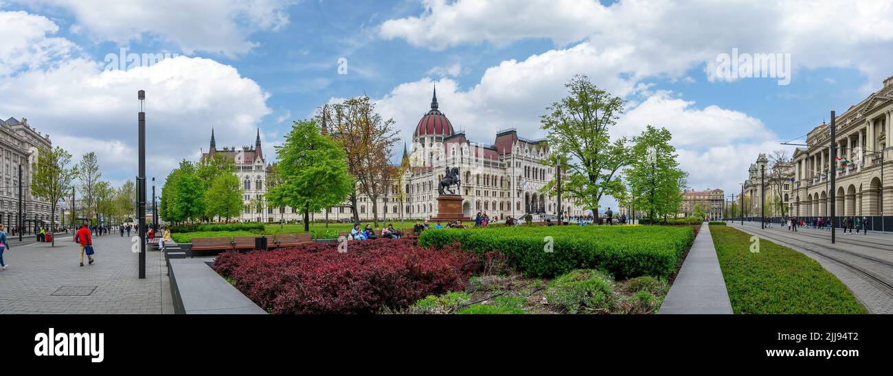 Hungarian Parliament building at spring in Budapest, Hungary Stock ...