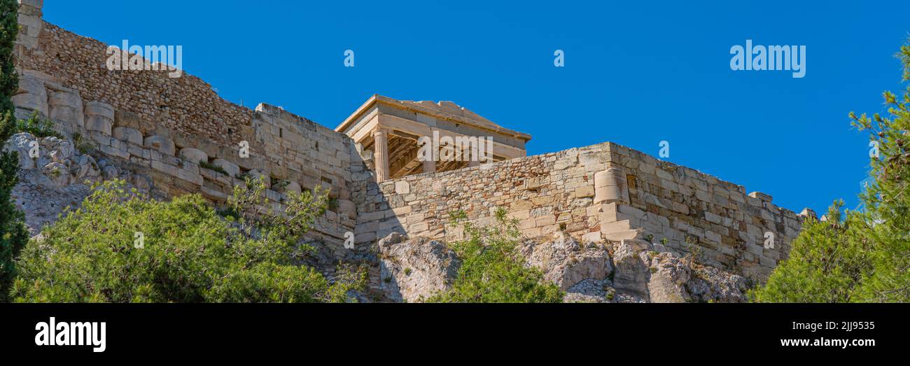 Famous Athens landmark Acropolis from the north side of the fortress ...