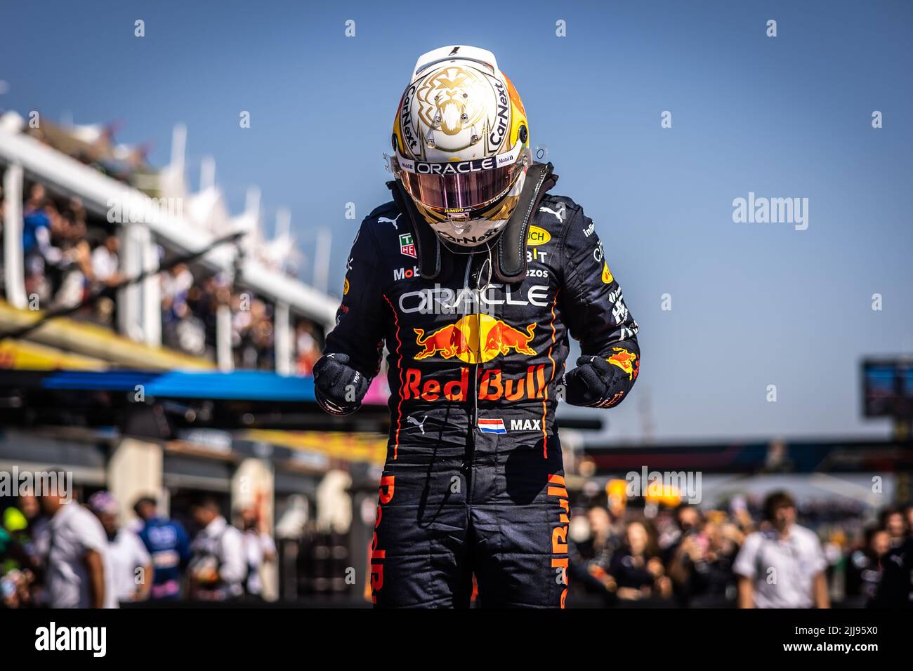 Race winner Max Verstappen (NLD) Red Bull Racing celebrates in parc ...