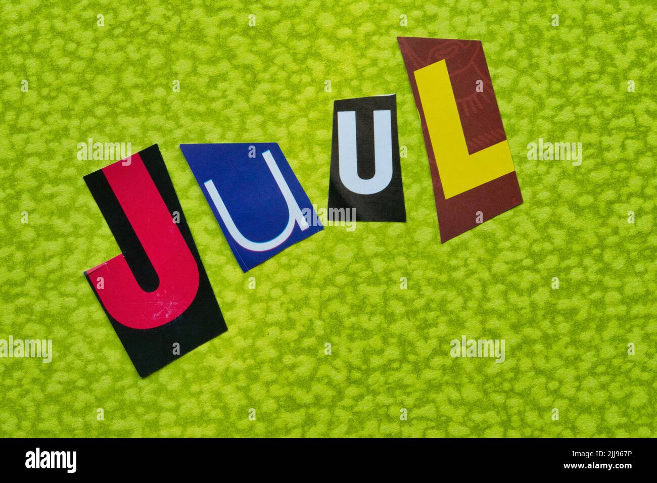JUUL using cut-out paper letters in the ransom note effect typography ...