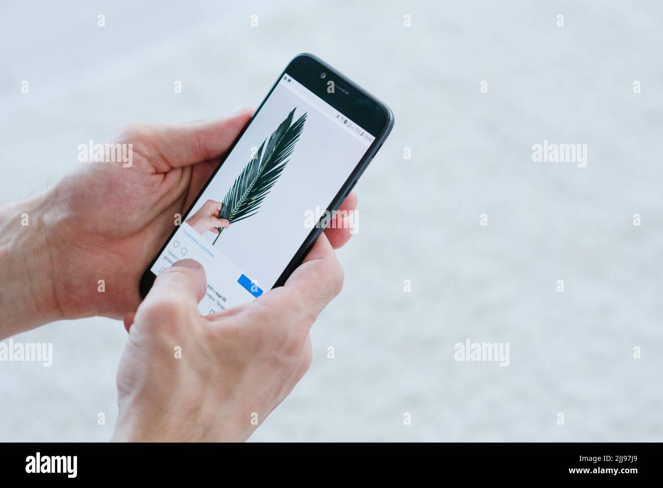 blog social media trend hands scroll profile phone Stock Photo - Alamy