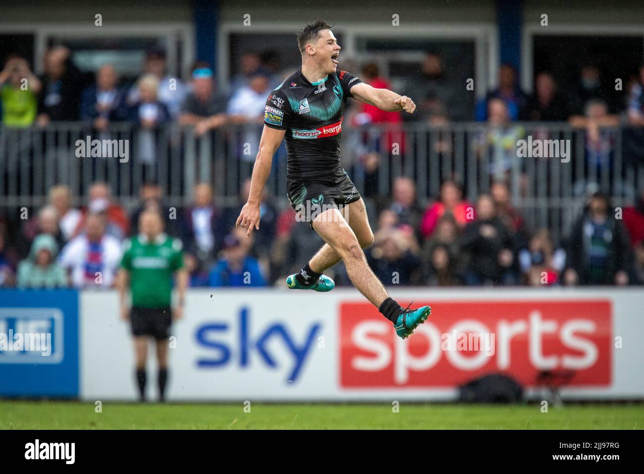 Jack Welsby #1 of St Helens jumps up in the air and celebrates his ...