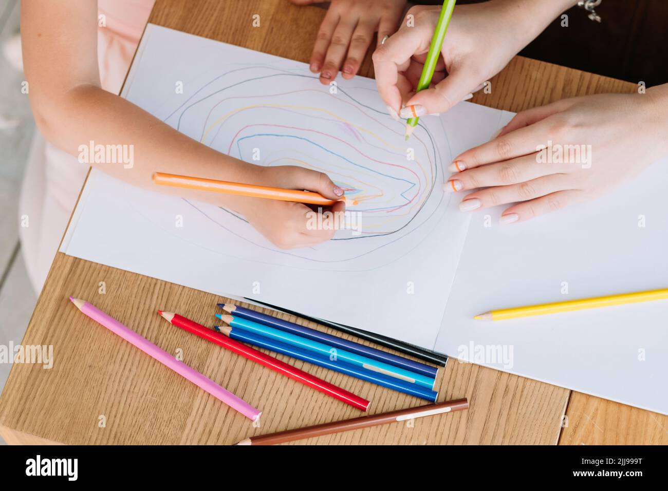 art creativity hobby family leisure drawing pencil Stock Photo - Alamy