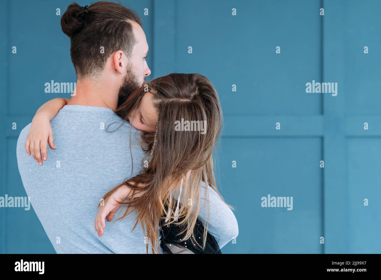 fatherhood loving moments daddy caring sleepy girl Stock Photo - Alamy