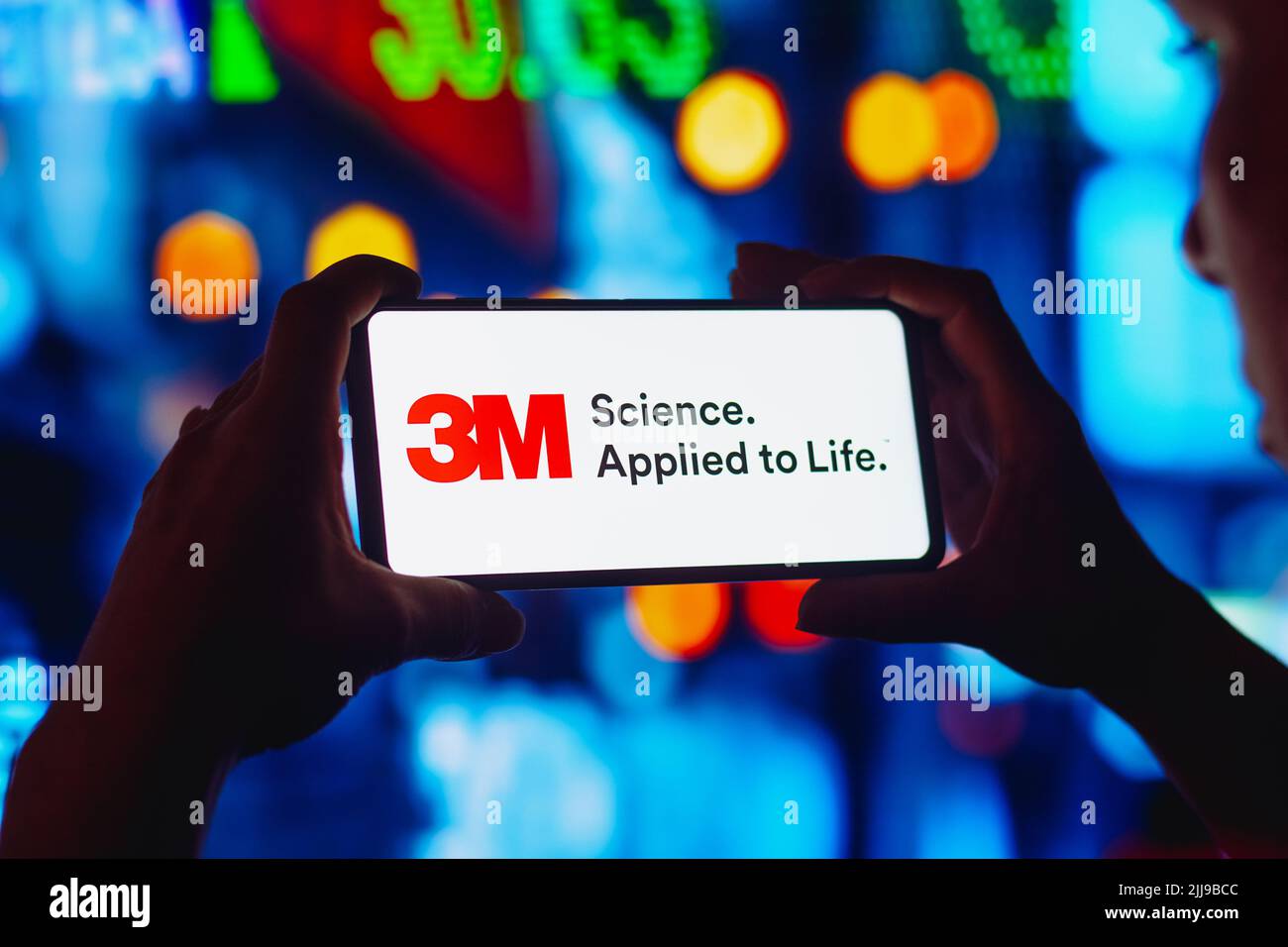 In this photo illustration, the 3M Company logo is displayed on a ...