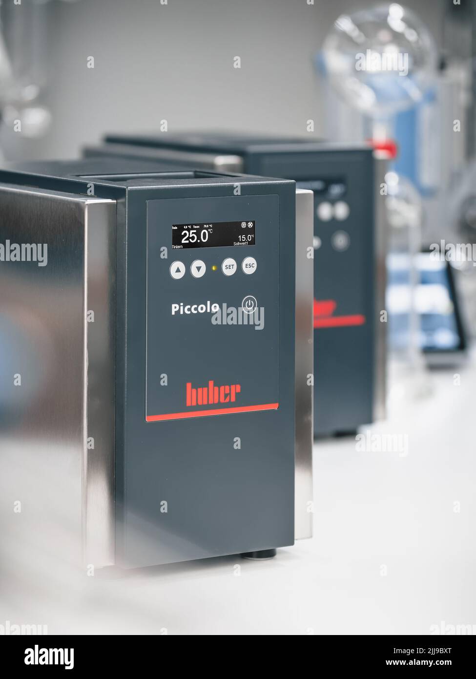 A vertical shot of laboratory instruments for research in chemistry ...