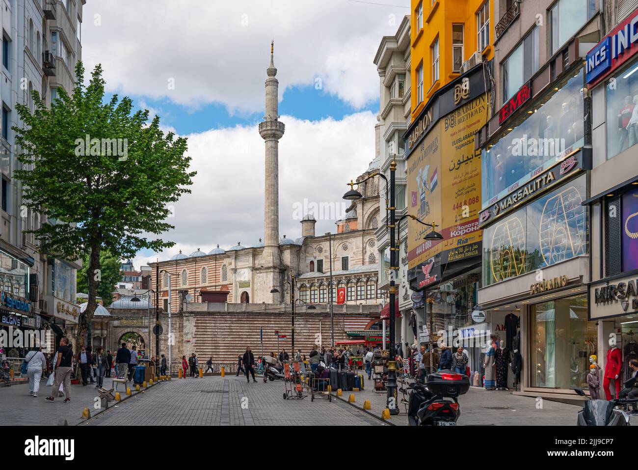 ISTANBUL, TURKEY - MAY 19.2022: Street view at Laleli in the Fatih ...