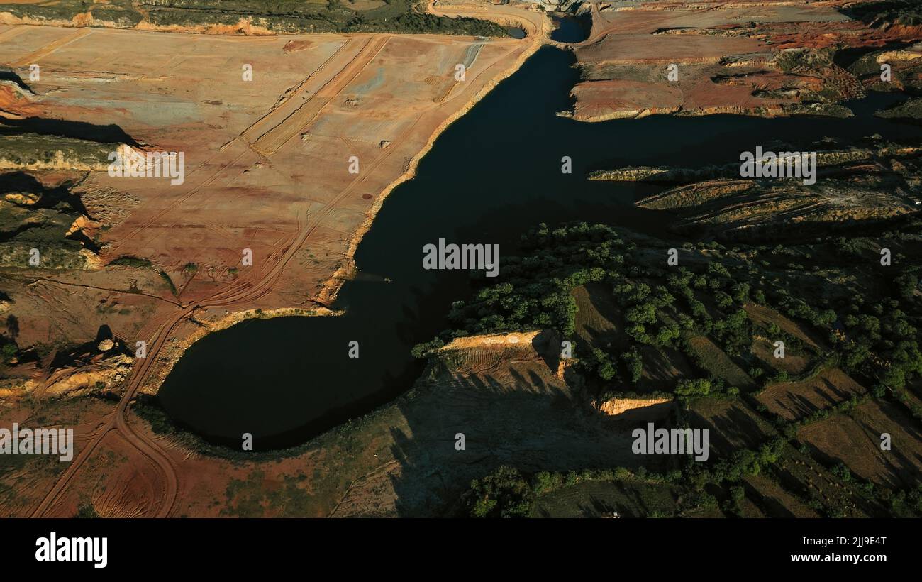 An aerial view of a lake in an arid environment Stock Photo - Alamy