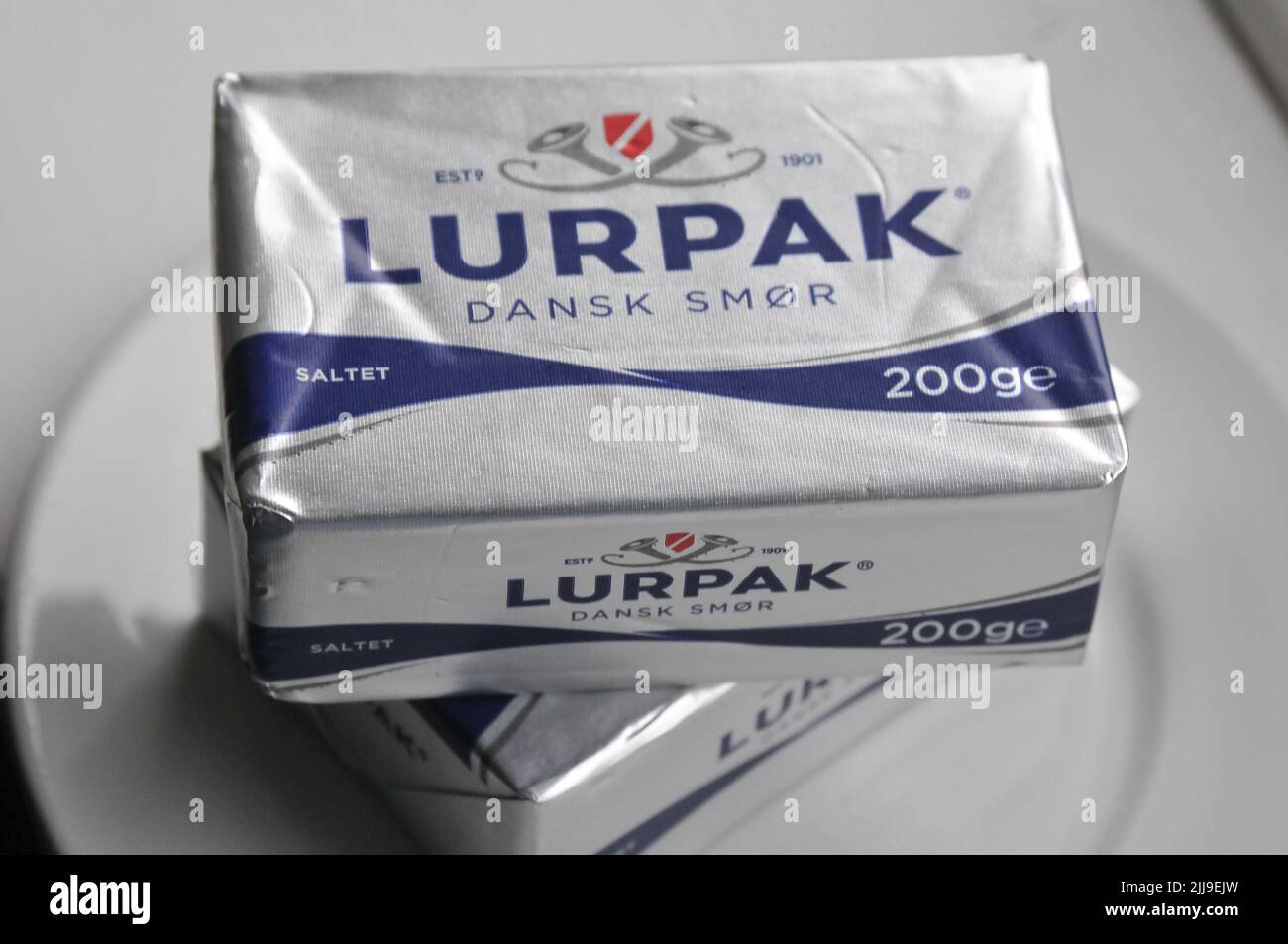 Copenhagen /Denmark/24 July 2022/Danish lurpak salted butter in danish ...