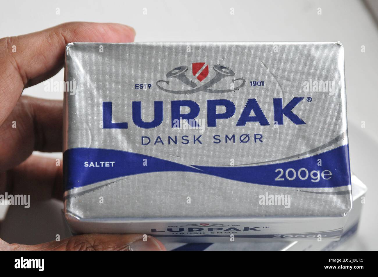 Copenhagen /Denmark/24 July 2022/Danish lurpak salted butter in danish ...