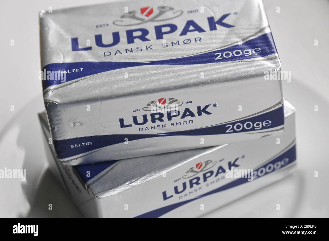 Copenhagen /Denmark/24 July 2022/Danish lurpak salted butter in danish ...