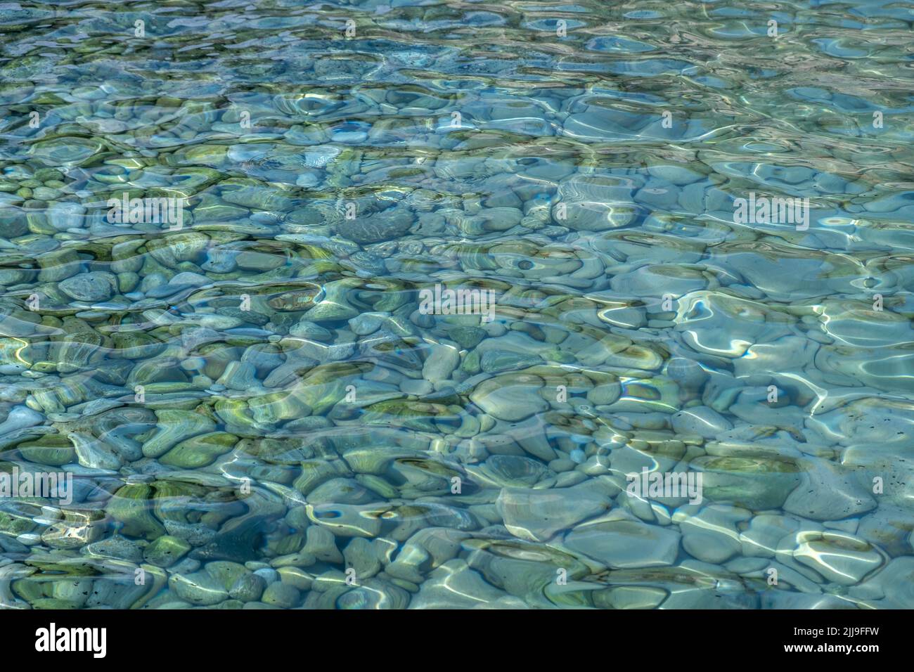 Clear crystal shallow blue sea water and rocky seabed background ...