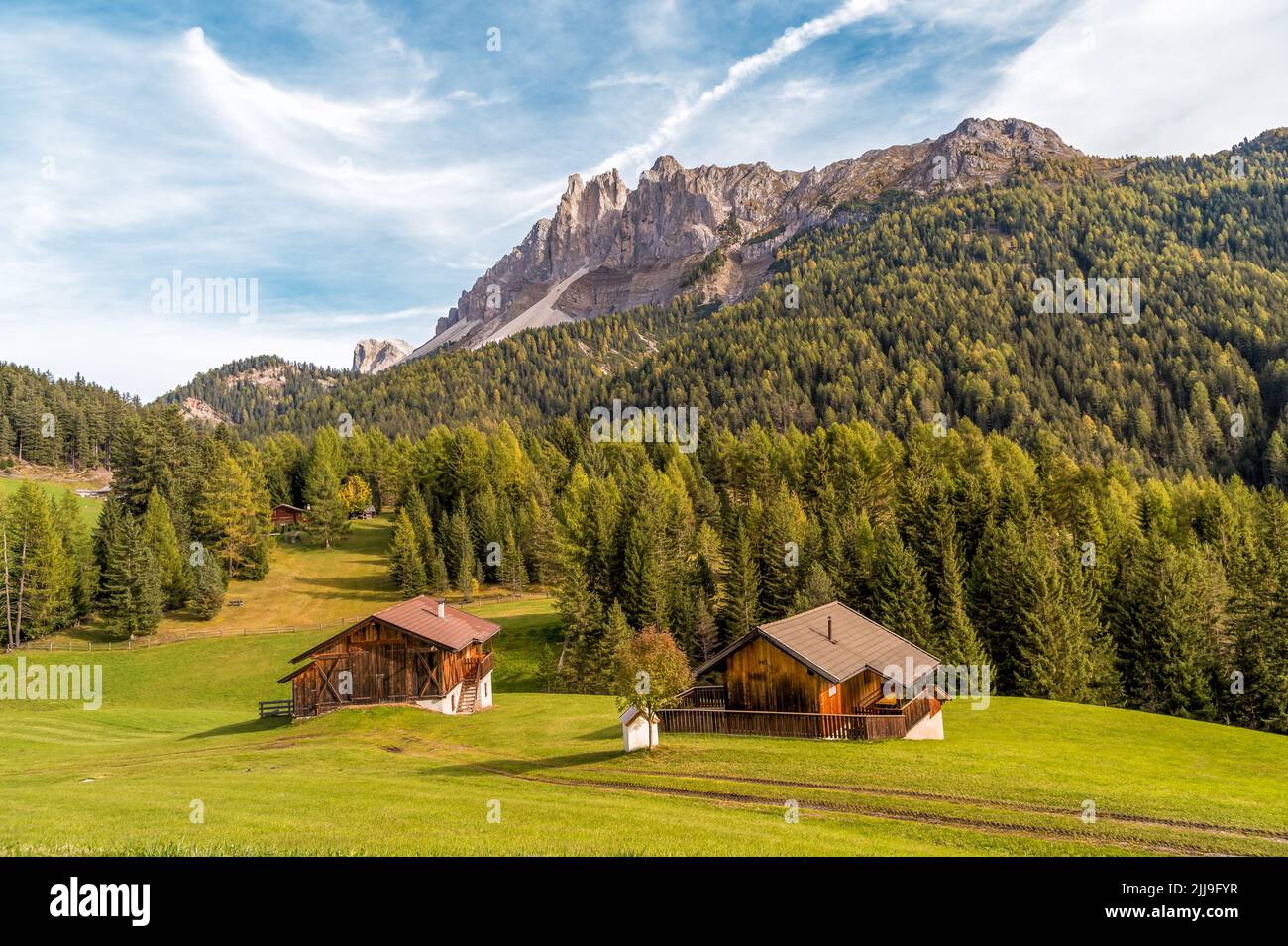 Landscape in the Puster valley of Italian Dolomites Alps, South Tyrol ...