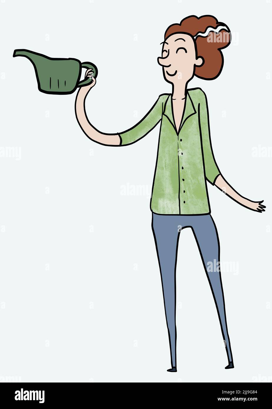 illustration of a happy woman Stock Photo - Alamy